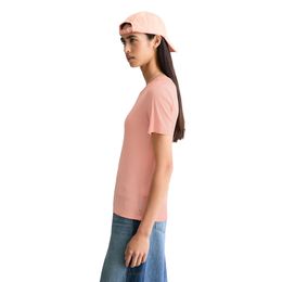 Marc O'Polo Damen T-Shirt "aus weichem Rippjersey"peony pink, Basic, Gr. L, MARC O'POLO DENIM, unifarben, Obermaterial: 96% Baumwolle, 4% Elasthan, Shirts