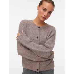 V&eacute;ro Moda VERO MODA Damen Strickjacke "VMNOVAH LS O-NECK BUTTON CARDI GA NOOS", braun, Gr. XL, meliert, Strick, Obermaterial: 70% Polyester, 21% Nylon, 8%