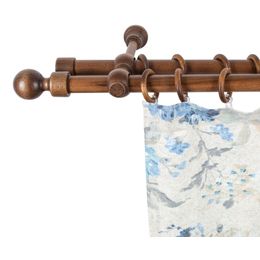 Gardinenstange SN DECO GROUP, L:240cm, braun, Holzwerkstoff, Gardinenstangen, "Giro", 28 mm, Holz, verschiedene L&auml;ngen und Farben, Komplettset