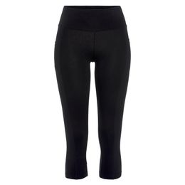 Vivance Damen Caprileggings, Gr. 32, schwarz, Single Jersey, Obermaterial: 95% Baumwolle, 5% Elasthan, unifarben, Basic, Hosen, mit 2 Handytaschen