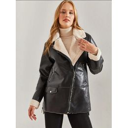 Bianco Lucci Mantel Damen Gr&ouml;&szlig;e M hellbeige / schwarz Wintermantel