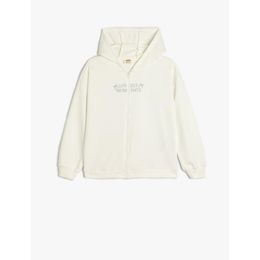 KOTON Sweatjacke M&auml;dchen Gr&ouml;&szlig;e 122/128 hellbeige / silber