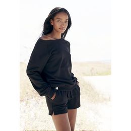 Lascana Sweatshirt schwarz Gr. 32/34 f&uuml;r Damen. Rundhals und Logoschriftzug, Markenlabel. Bequem. Nachhaltig.