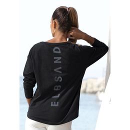 ELBSAND Longsleeve 'Tinna' grau Gr. L (40) f&uuml;r Damen. Rundhals und Logodruck. Figurumspielend. Nachhaltig.