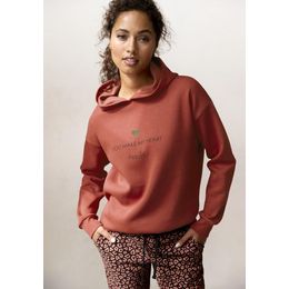 Lascana Hoodie rotbraun Gr. 36/38 f&uuml;r Damen. Mit Druck. Loose Fit. Nachhaltig.