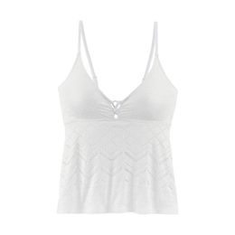 Lascana Tankini-Top 'Omara' beige Gr. 44 Cup A/B. Mit Stickereien. Ohne B&uuml;gel. Nachhaltig.