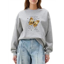 Gorhey Sweatshirt 'Women's Oversized Sweatshirt with Butterfly Print, Warm Fleece Blend' female Grey size M