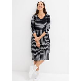 bonprix Baumwoll-Jerseykleid Midil&auml;nge, schwarz, 100% Baumwolle