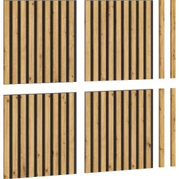 Wandpaneel Home Affaire "Silencio, 4er Set, quadratisch je 40 x 40 cm, inkl. 4 Abschlussleisten", beige (natur), B/L: 40cm x 40cm, FSC-zertifizierter Holzwerkstoff, Paneele, Akustikpaneel, Paneel, Lamellenwand