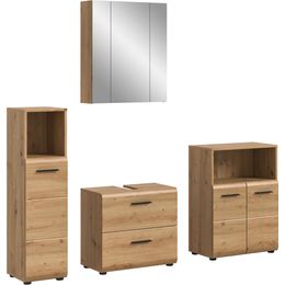 Badm&ouml;bel-Set Welltime "FLORENZ, TOPSELLER, 4-teilige Badkombination, hochwertige MDF-Front", artisan oak nb, B:180cm H:185cm T:30cm, Holzwerkstoff, MDF, Kastenm&ouml;bel-Sets, Badm&ouml;bel-Set, Bad-Kombination, Bad-M&ouml;bel, Badezimmer, Kombination, Kombi