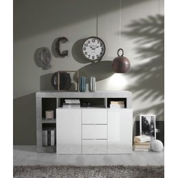 Sideboard Home Affaire "Hamburg", grau (wei&szlig;, betonoptik), B:146cm H:93cm T:42cm, Sideboards, Sideboard, Breite 146 cm