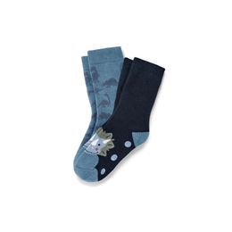 Tchibo - 2 Paar Kinder-Antirutsch-Socken - Kinder - Gr. 31-34 - dunkelblau/jacquard