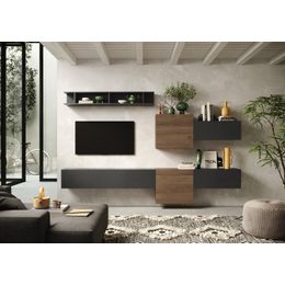 Wohnwand Home Affaire "Infinity, 6tlg. Breite 262 cm, H&ouml;he variabel, Schrankwand, Anbauwand", braun (lava, mercure nb holzstruktur), B:262cm H:185cm T:30cm, Holzwerkstoff, Kastenm&ouml;bel-Sets, Wohnwand, (Lowboard h&auml;ngend, 2x H&auml;ngeschrank, 2x H&auml;ngew&uuml;rfel, Wandregal)