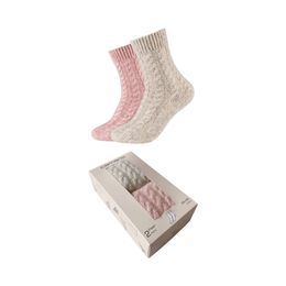 Sneakersocken Camano "warm & cozy", Damen, Gr. 39-42, dusty rose, Materialmix, unifarben, Socken Sneakersocken, mit Zopfmuster, Rippenb&uuml;ndchen