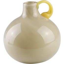 Dekovase AM Design "Braune Glasvase mit einem lebhaften gelben Griff", braun, B:11,5cm H:11,5cm, Glas, Vasen, f&uuml;r einen modernen Look