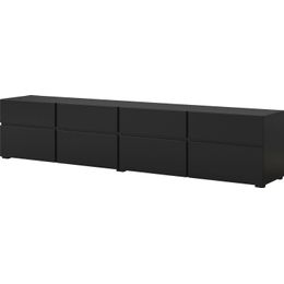 Lowboard OTTO HOME "Cross, moderne grifflose TV-Kommode,4 Klappen/4 Schubk&auml;sten", schwarz, B:225cm H:48,2cm T:40cm, FSC-zertifizierter Holzwerkstoff, Melamin, Sideboards, Lowboard, Breite 225 cm, TV-Schrank mit viel Stauraum, TV-Board