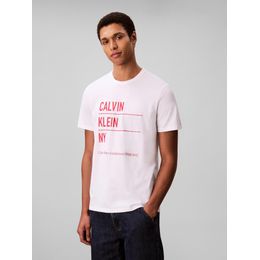 T-Shirt Calvin Klein Jeans "SS 30S EU CALVIN KLEIN NY GRAPHI", Herren, Gr. S, wei&szlig; (brilliant wei&szlig;), Web, Obermaterial: 100% Baumwolle, unifarben, regular fit normal, Rundhals, eingesetzt abgesteppte Kante, Shirts T-Shirt, Mit Rundhalsausschnitt, regular fit