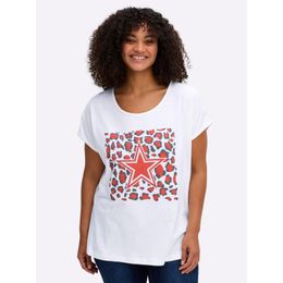 sheego Gro&szlig;e Gr&ouml;&szlig;en Shirt mit Animal- und Stern-Motiv, grapefruit-wei&szlig;, Gr&ouml;&szlig;e 54 - Damen