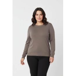 sheego Gro&szlig;e Gr&ouml;&szlig;en Langarm-Pullover aus reiner Baumwolle, taupe, Gr&ouml;&szlig;e 46 - Damen