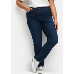 sheego Gro&szlig;e Gr&ouml;&szlig;en High-waist-Jeans mit innenliegendem Dehnbund, dark blue, Gr&ouml;&szlig;e 56 - Damen