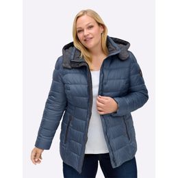 sheego Gro&szlig;e Gr&ouml;&szlig;en Steppjacke mit abnehmbarer Kapuze, jeansblau, Gr&ouml;&szlig;e 26 - Damen