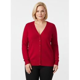 sheego Gro&szlig;e Gr&ouml;&szlig;en Strickjacke mit V-Ausschnitt, rot, Gr&ouml;&szlig;e 46 - Damen