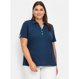 sheego Gro&szlig;e Gr&ouml;&szlig;en Poloshirt mit Kontrasten, dunkelblau, Gr&ouml;&szlig;e 56 - Damen