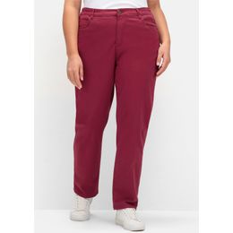 sheego Gro&szlig;e Gr&ouml;&szlig;en 5-Pocket-Hose mit seitlichem Dehnbund, bordeaux, Gr&ouml;&szlig;e 46 - Damen