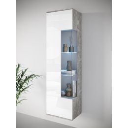 Vitrine OTTO HOME "Kenia, stehend und h&auml;ngend, T&uuml;ranschlag wechselbar", wei&szlig; (betonoptik, wei&szlig; hochglanz), B:45cm H:161cm T:32cm, Schr&auml;nke, Vitrine, Vitrineschrank mit Glast&uuml;ren 160 cm H&ouml;he