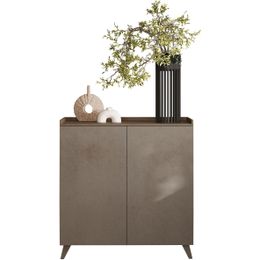 Highboard Home Affaire "Tray, Breite 121, H&ouml;he 126 cm mit 2 T&uuml;ren", braun (bronzo, mercure nb holzstruktur), B:121cm H:126cm T:42cm, Sideboards, Highboard, Top "Tablet", Push-to-open Funktion