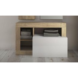 Garderobenschrank Home Affaire "Hamburg, Breite 91 cm", braun (wei&szlig;, eiche cadiz nb), B:91cm H:58cm T:35cm, Schr&auml;nke, Garderobenschrank, mit 1 Klappe