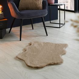 Fellteppich OTTO HOME "Lugano", grau (taupe), B:55cm H:30mm L:80cm, Polyester, Teppiche, Fellteppich, Kunstfell, Uni Farben, weich & kuschelig, auch als 2er Set erh&auml;ltlich