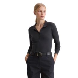 Marc O'Polo Langarm-Poloshirt MARC O'POLO, Damen, Gr. S, deep night blau, Jersey, Obermaterial: 52% Baumwolle, 48% Modal, regular fit normal, Shirts, Jersey aus Organic-Cotton-Modal-Mix, regular fit