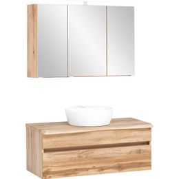 Badm&ouml;bel-Set Welltime "Lienz", braun (wotaneiche), B:100cm H:200cm T:47cm, MDF, Kastenm&ouml;bel-Sets, Badm&ouml;bel-Set