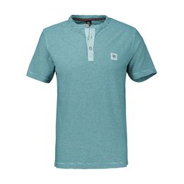 Henleyshirt Lerros "Lerros Herren Serafino-Shirt, gestreift", Herren, Gr. S, blau (coastal blau), 100% Baumwolle, Rundhals, Shirts