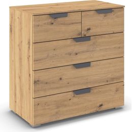 Schubkastenkommode Rauch, B:80cm H:81cm T:42cmeiche artisan, griffe graumetallic, Holzwerkstoff, Sideboards, "Sideboard Schubladenkommode COSTA mit