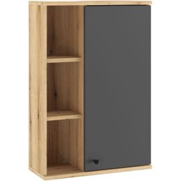 H&auml;ngeschrank Home Affaire "Oslo, Badschrank mit Knopfgriff, Wandschrank im skandinavischen Design", grau (eiche evoke, grau), B:51cm H:75cm T:21cm, FSC-zertifizierter Holzwerkstoff, Schr&auml;nke, H&auml;ngeschrank, in der T&uuml;rfarbe Wei&szlig; oder Grau verf&uuml;gbar, ausreichend Stauraum