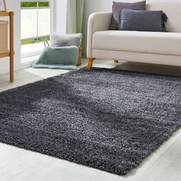 Hochflor-Teppich ANDIAMO "Chicago", grau (anthrazit), B:60cm H:40mm L:110cm, Obermaterial: 100% Polypropylen, Teppiche, Hochflor-Teppich, Uni Farben, weich & kuschelig, ideal im Wohnzimmer & Schlafzimmer
