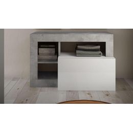 Garderobenschrank Home Affaire "Hamburg, Breite 91 cm", wei&szlig; (wei&szlig; hochglanz, beton optik), B:91cm H:58cm T:35cm, Schr&auml;nke, Garderobenschrank, mit 1 Klappe