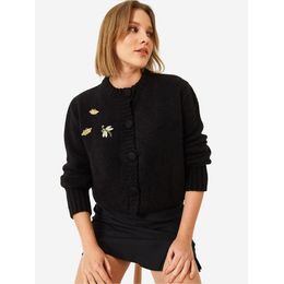 Bianco Lucci Knit Cardigan female Black size S/L