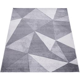 Teppich Paco Home "Bari 874", grau, B:200cm H:13mm L:280cm, Polypropylen, Teppiche, Teppich, Kurzflor, modernes geometrisches Design, Used-Look