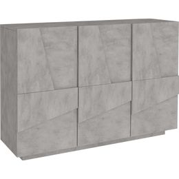 Kommode Home Affaire "Ping", grau (beton), B:121cm H:86cm T:38cm, Holzwerkstoff, Sideboards, Kommode