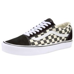 Sneaker Vans "Old Skool", Herren, Gr. 37, schwarz-wei&szlig; (schwarz, sanftes wei&szlig;), Leder, Textil, kariert, kontrastfarbene Details, Schuhe Sneaker, aus Leder