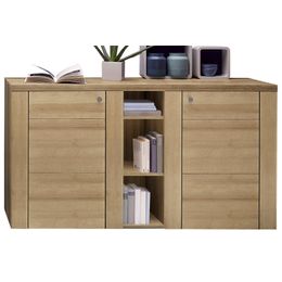 Sideboard OTTO HOME "Larona, zeitlose Kommode mit 2 T&uuml;ren, T&uuml;rkommode, Breite 155 cm", braun (eichefarben riviera), B:155cm H:84,9cm T:37,1cm, Sideboards, Sideboard, H&ouml;he 84 cm, viel Stauraum, Anrichte mit dekorativer Rahmenoptik