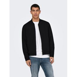 Only & Sons Bomberjacke ONLY & SONS "ONSMARK BOMBER 0209 NOOS", Herren, Gr. XL, schwarz, Web, Obermaterial: 64% Viskose, 31% Polyester, 5% Elasthan, unifarben, normal, Rundhals, B&uuml;ndchen, Jacken Bomberjacke