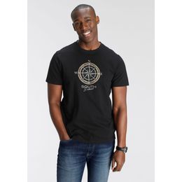 T-Shirt DELMAO, Herren, Gr. S (44/46), schwarz, Single Jersey, Obermaterial: 100% Baumwolle, bedruckt, normal, Rundhals, Shirts T-Shirt, Kurzarm, bedruckt, Rundhals, aus Baumwolle, Topseller