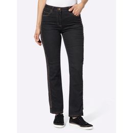 Bequeme Jeans Casual Looks, Damen, Gr. 24, Kurzgr&ouml;&szlig;en, schwarz (schwarz, denim), 81% Baumwolle, 17% Polyester, 2% Elasthan, unifarben, lang, Jeans Bequeme Jeans