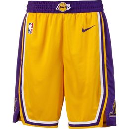 Nike Basketball-Shorts 'Los Angeles Lakers' Herren Gr&ouml;&szlig;e S gelb / dunkellila / wei&szlig;