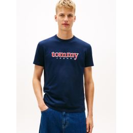 T-Shirt Tommy Jeans "TJM REG APPLIQ GRAPHIC", Herren, Gr. S, schwarz night navy, Single Jersey, Obermaterial: 100% Baumwolle, regular fit, Shirts T-Shirt