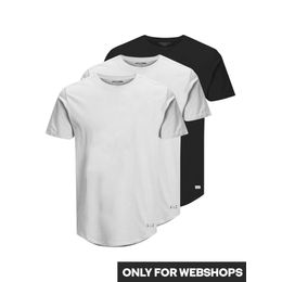 Jack & Jones Rundhalsshirt JACK & JONES "JJENOA TEE SS CREW NECK 3PK MP NOOS", Herren, Gr. XL, schwarz-wei&szlig; (wei&szlig;, wei&szlig;, schwarz), Single Jersey, Obermaterial: 100% Baumwolle, unifarben, normal normal, Rundhals, Shirts Rundhalsshirt